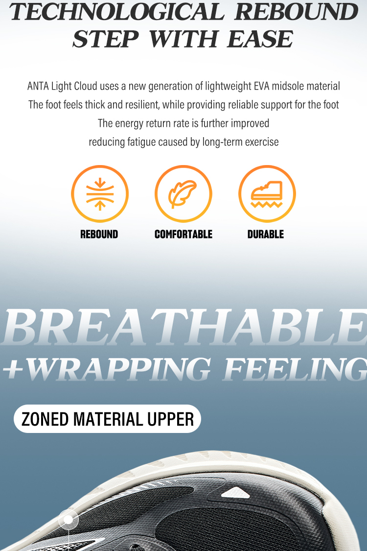 ANTA Men Yun Road Running Shoes Lightweight Durability Comfortable Soft ...