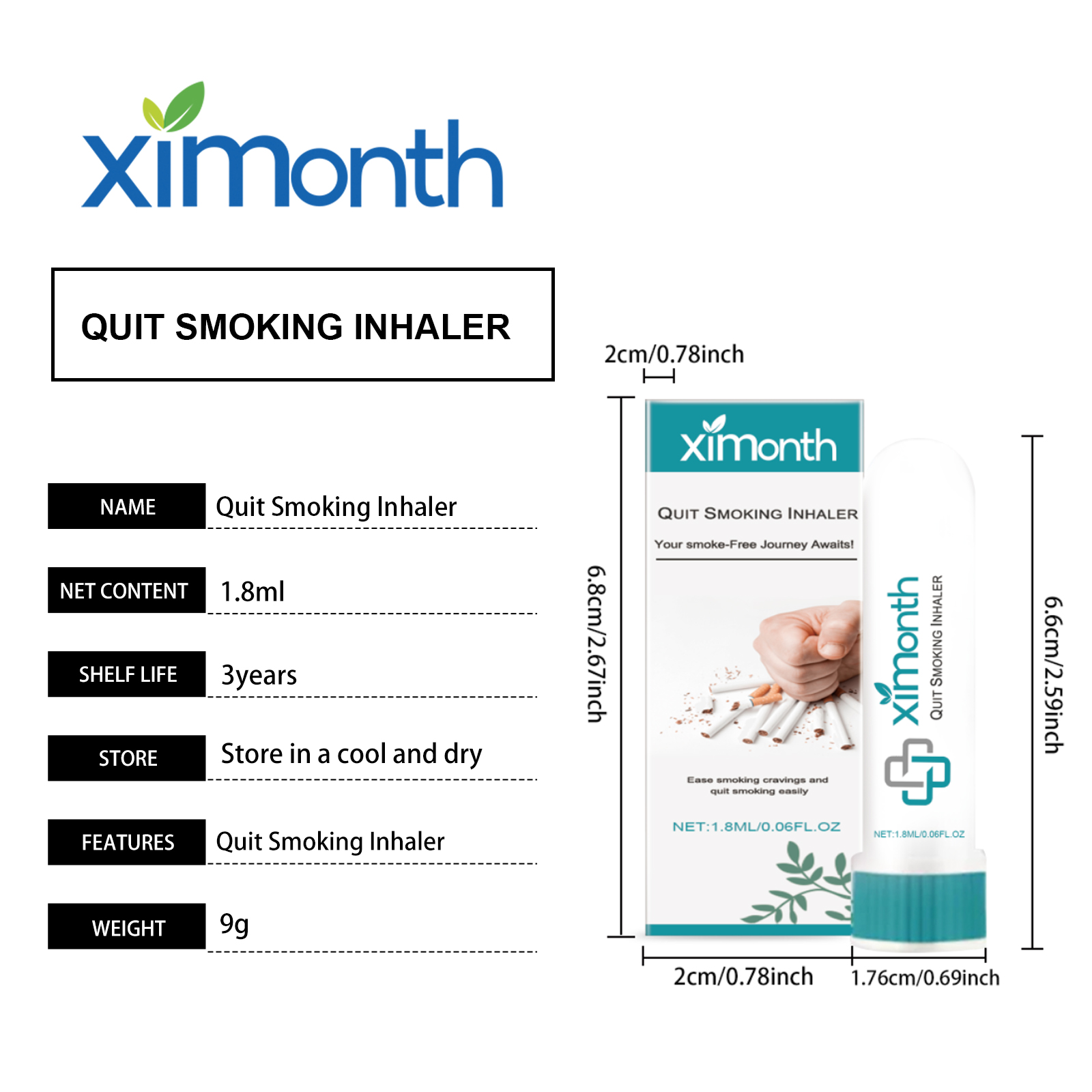 Ximonth Quit Smoking Inhaler Soothe Breathing Fresh Breath Relieve The ...