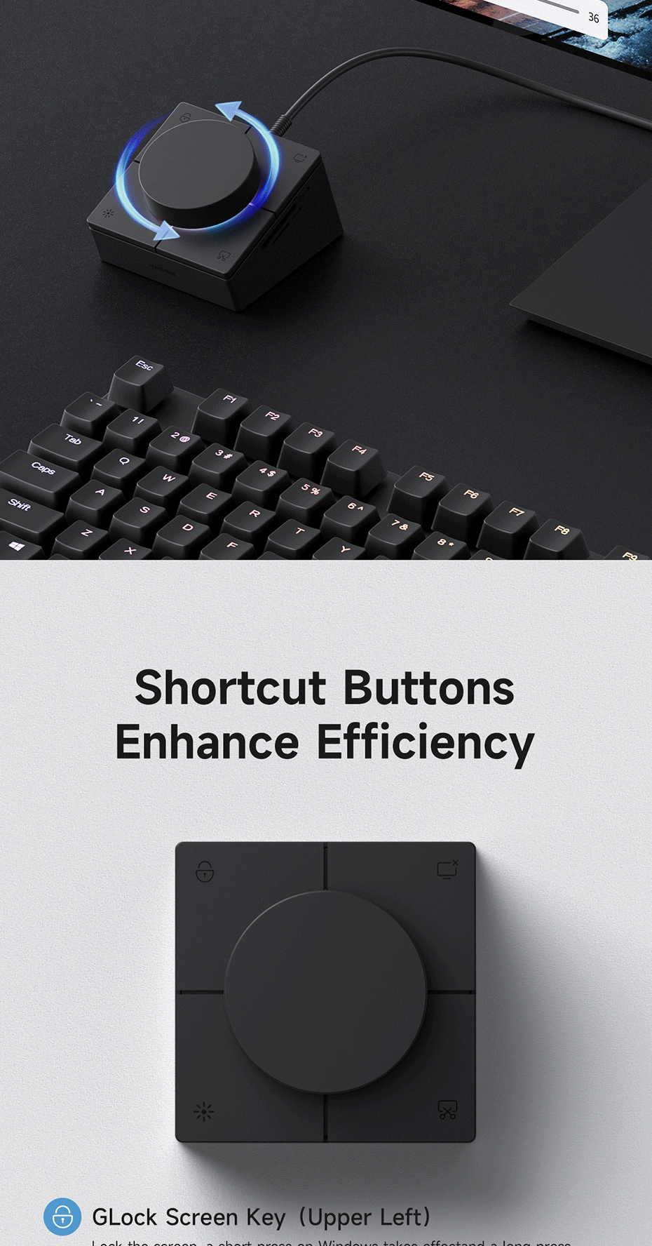 Hagibis Knob USB C Hub With 4K60Hz HDMI 100W PD Shortcut Buttons Type-C Docking Station Volume ...