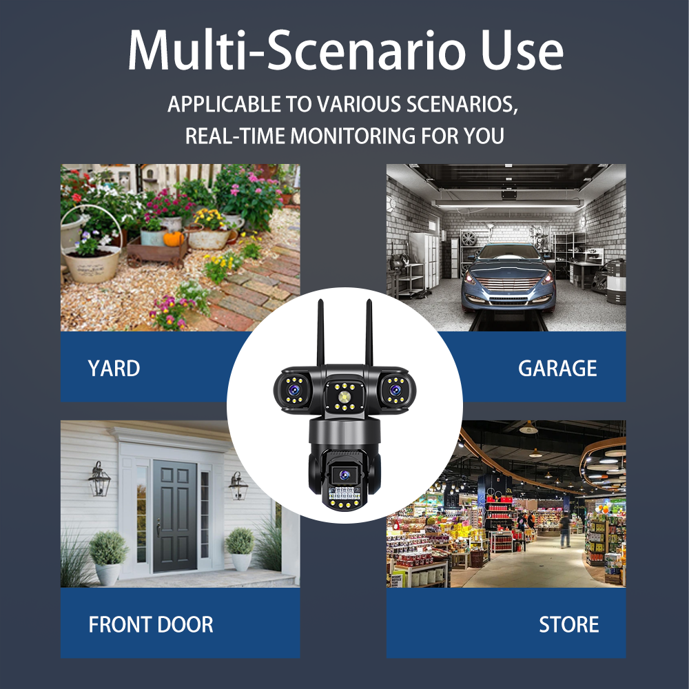 6K 12MP IP Camera Three Lens Three Screens 10X Zoom WiFi Surveillance ...