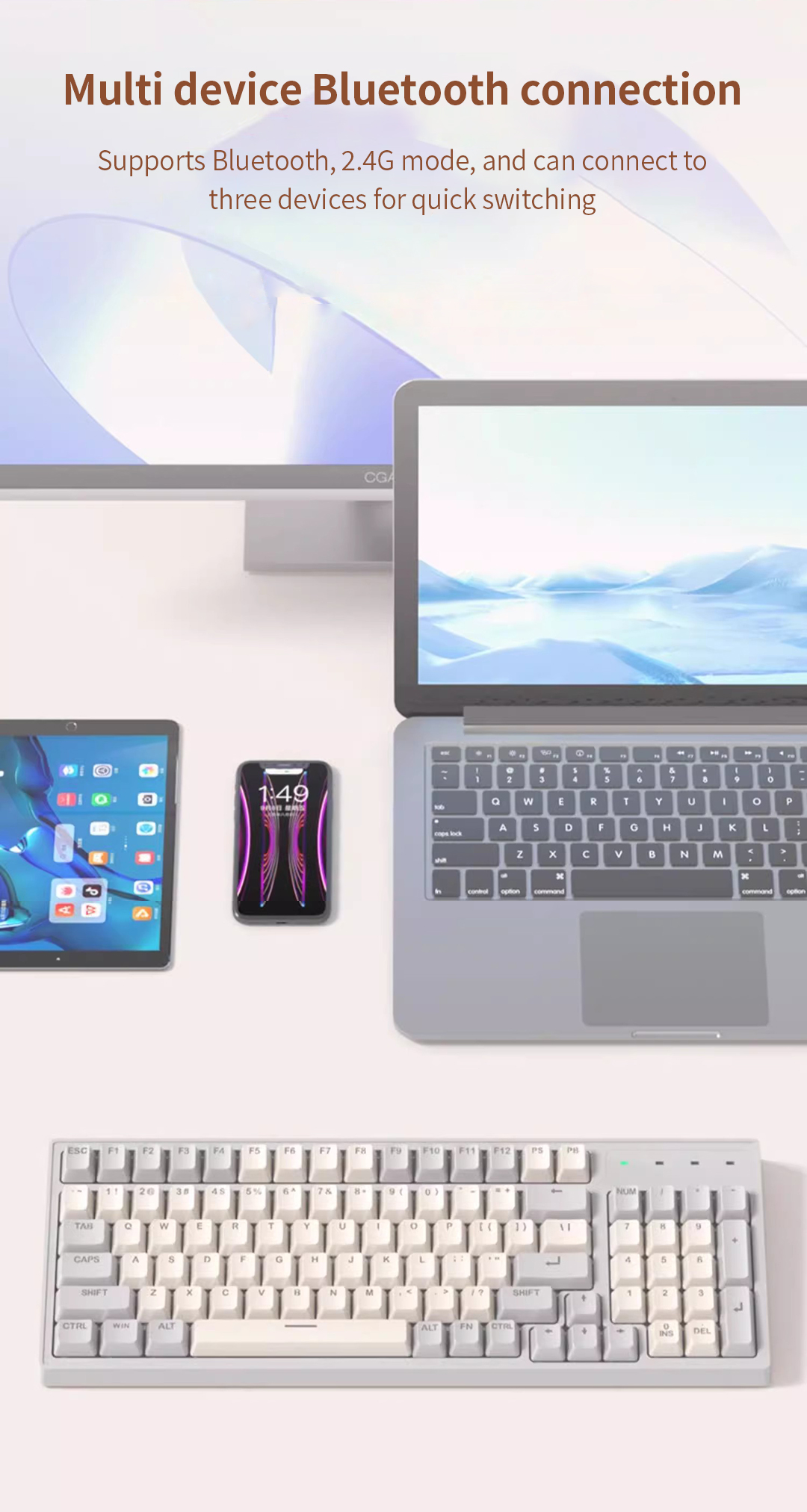 Acer Wireless Keyboard And Mouse Set Bluetooth 2 4g Wireless Connection Light Effect Type C