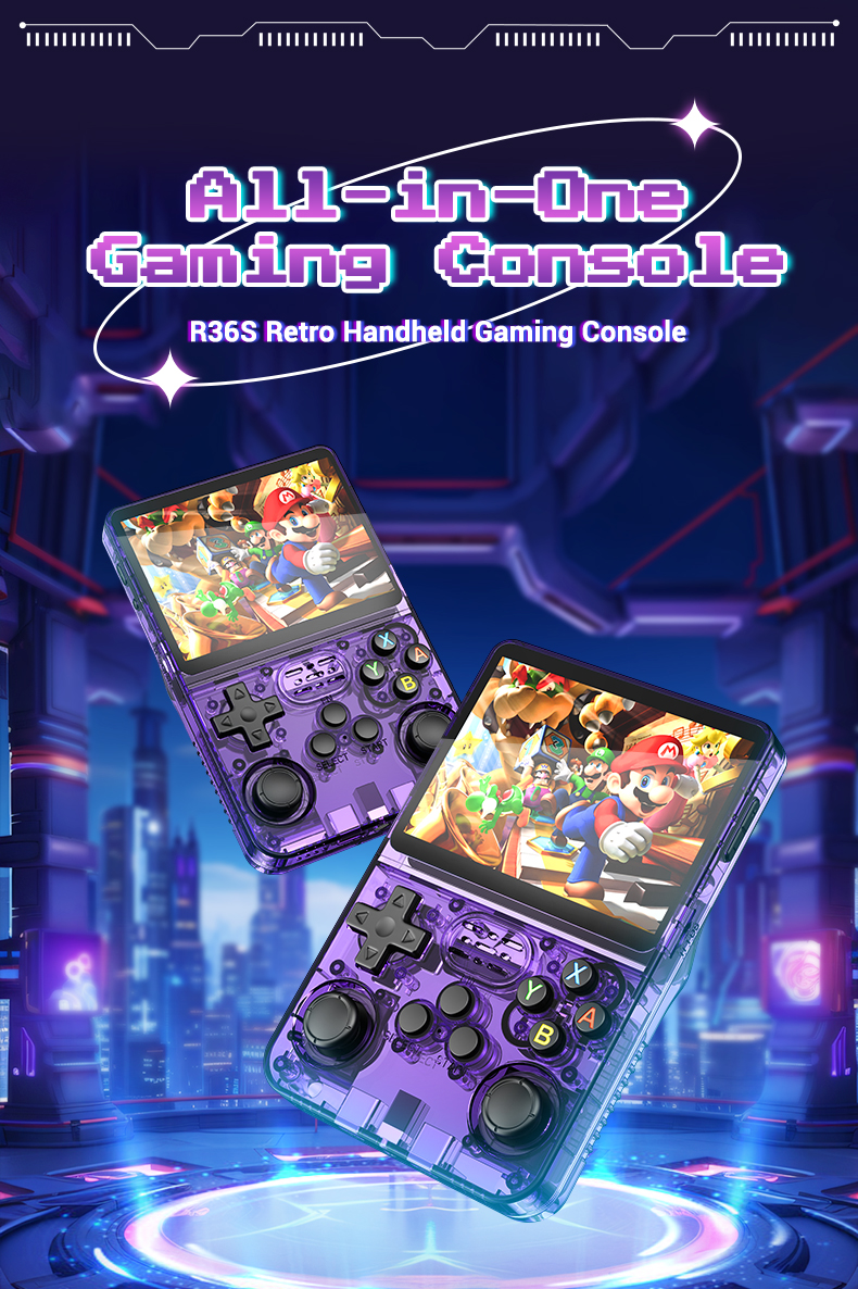 R36S Retro Handheld Video Game Console ARKOS System 3.5 Inch IPS Screen Portable Handheld ...