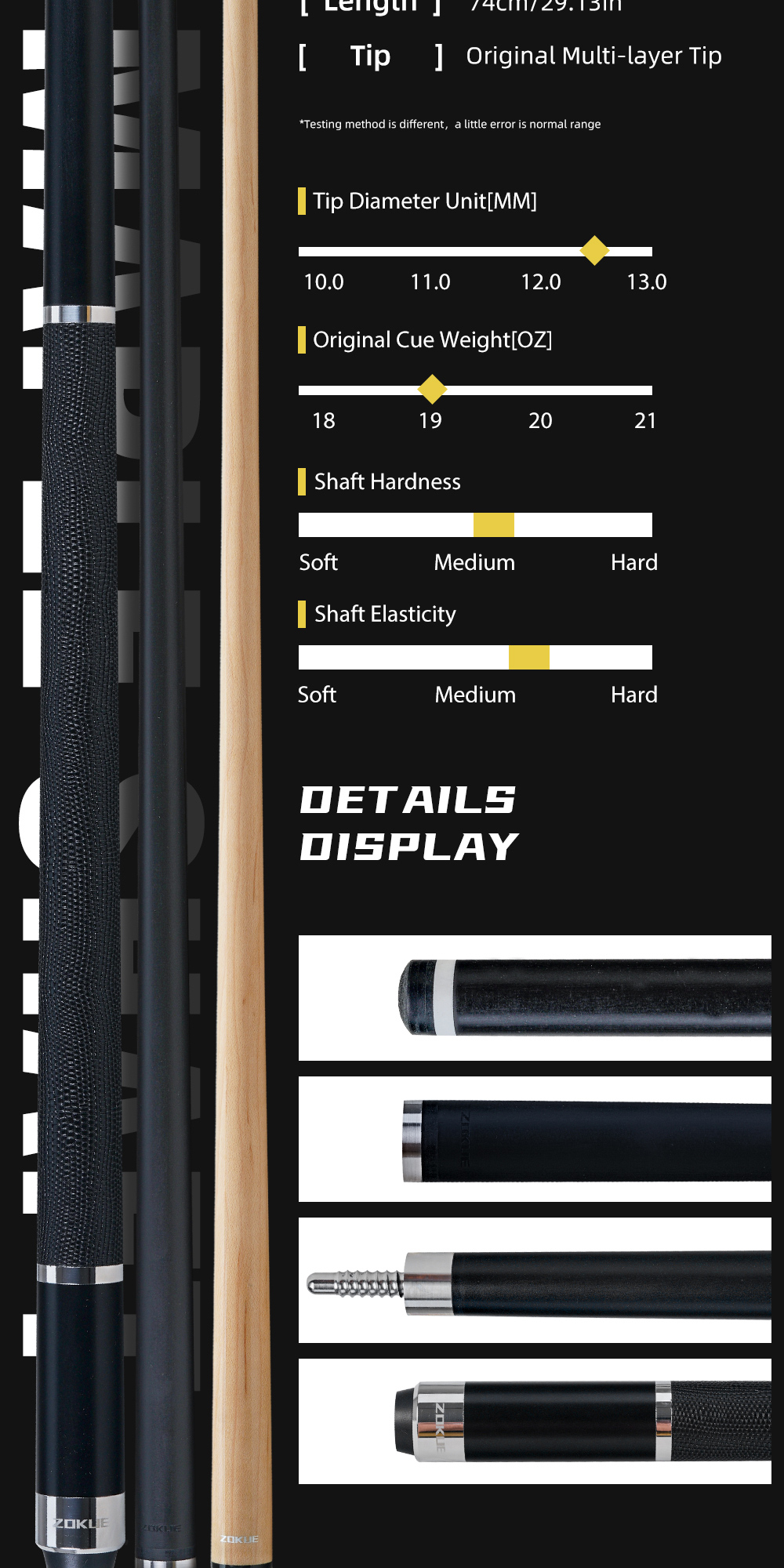 ZOKUE Elite Series Carbon Fiber Pool Cue Low Deflection Full Carbon ...