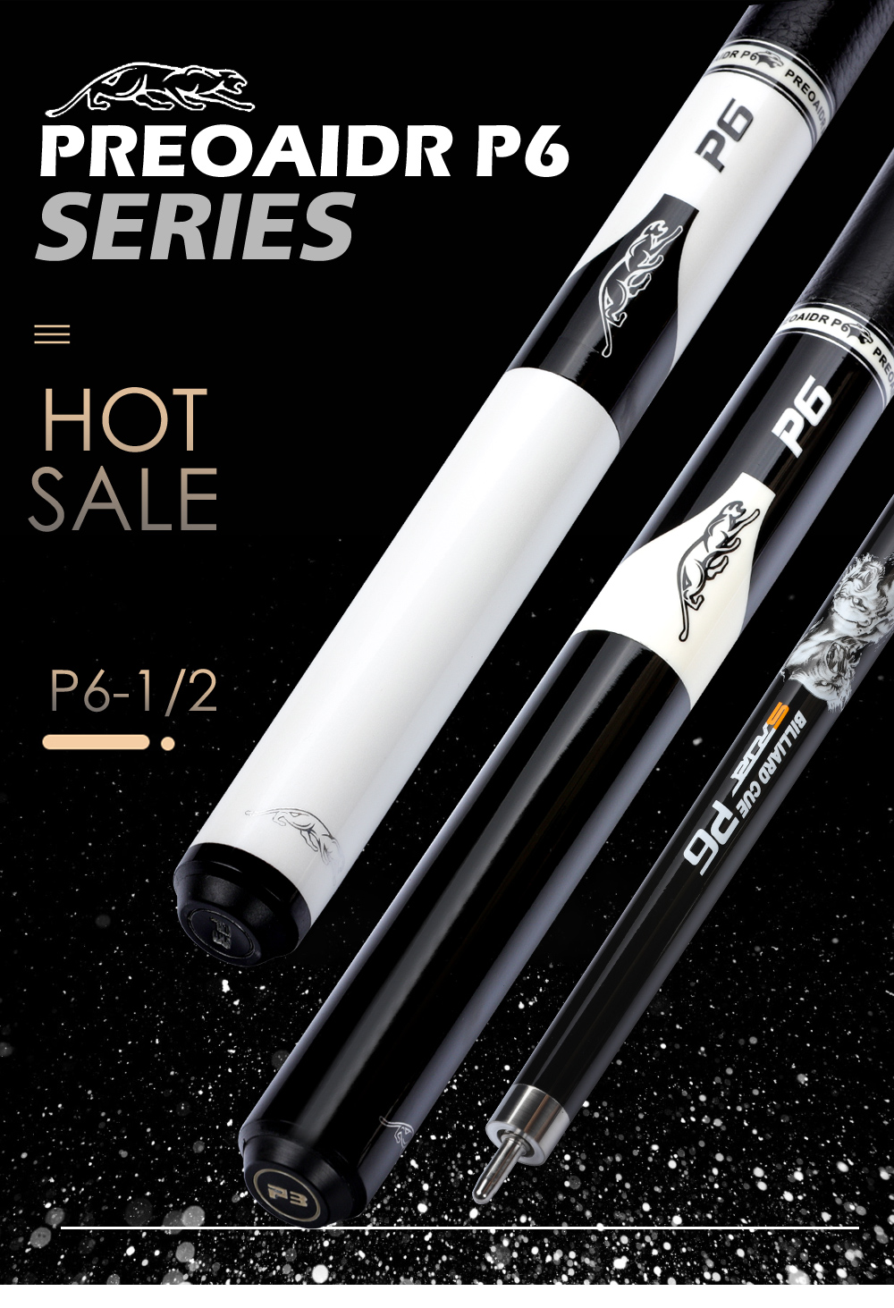 Preoaidr 3142 P6 Pool Cue Stick Black Maple Shaft 10.8/11.8/13mm Tip ...