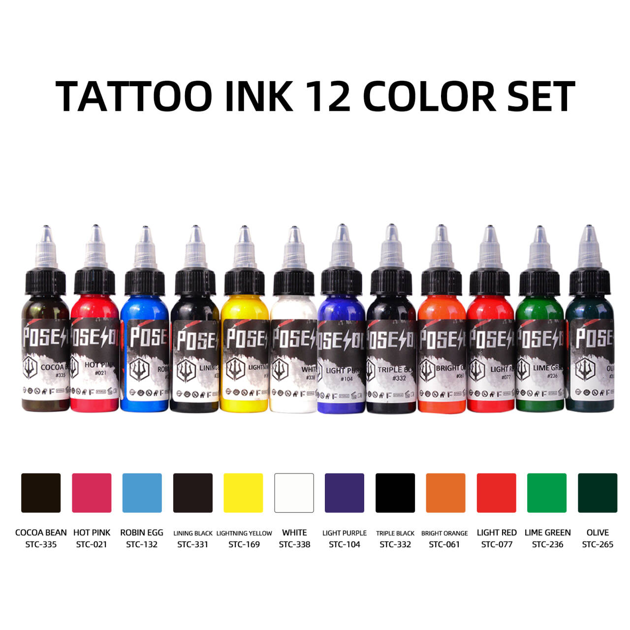 POSEIDON Tattoo Ink, 1Oz Colors Semi-permanent Tattoo Ink, 1PCS 30ml ...