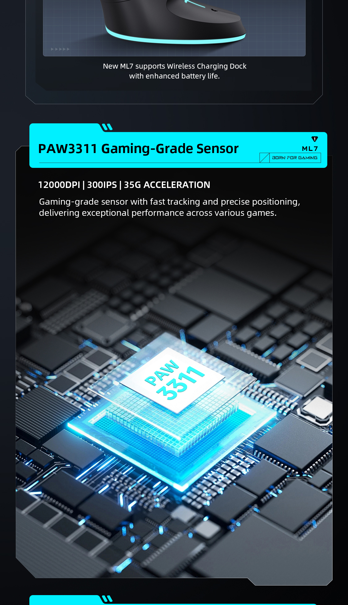 Thunderobot ML7 Gaming Mouse With Charging Dock Long Battery Life Tri ...