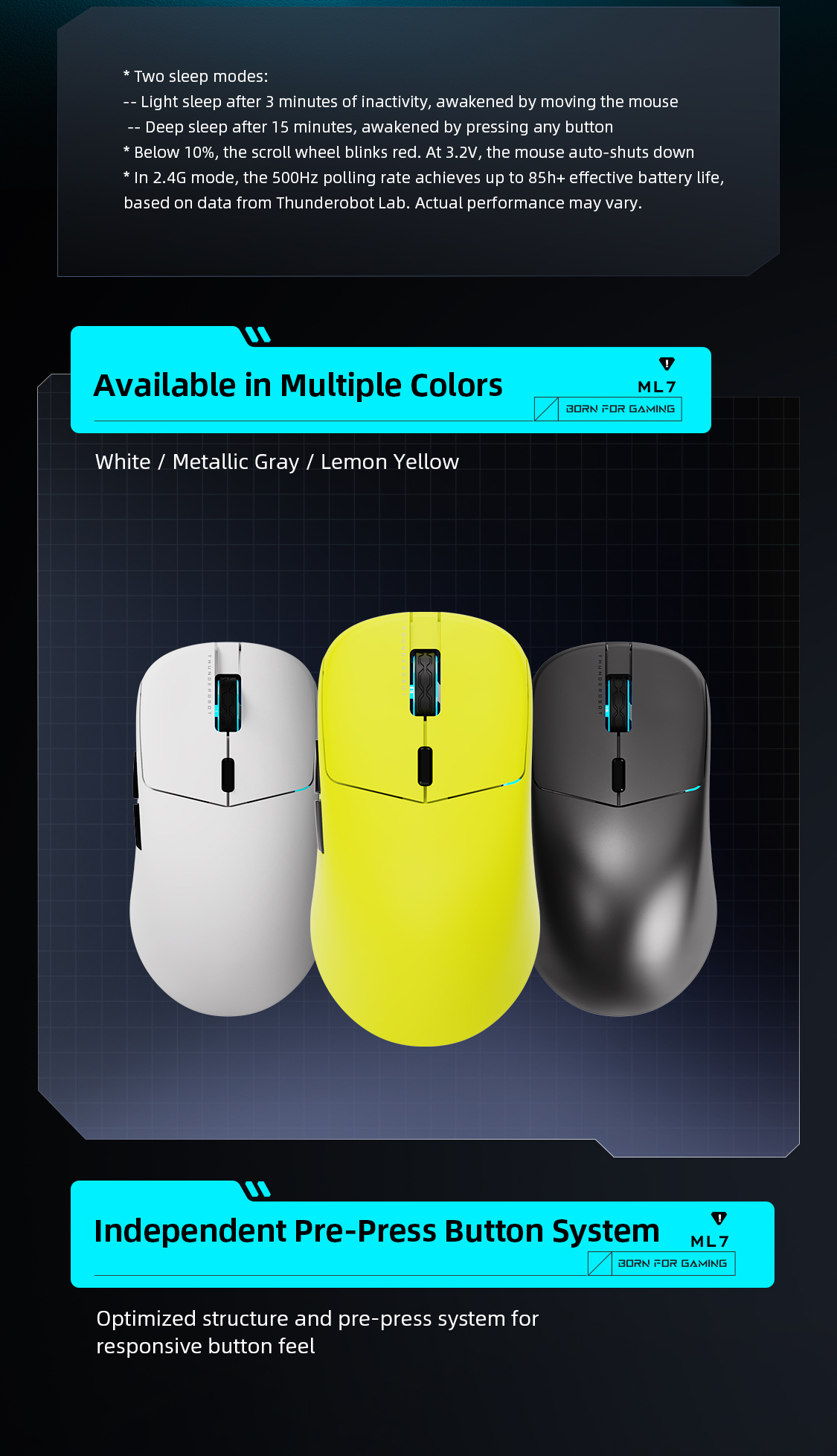 Thunderobot ML7 Gaming Mouse With Charging Dock Long Battery Life Tri ...