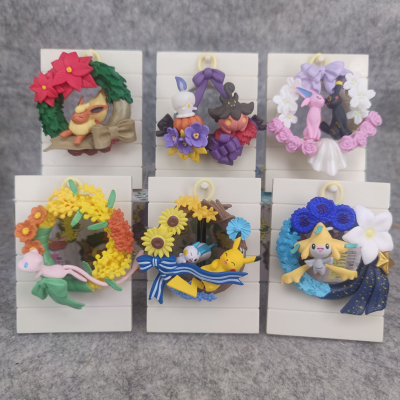 6Pcs/Set 10cm Anime Pokemon Garland Pikachu Jirachi Flareon Mew Sylveon ...