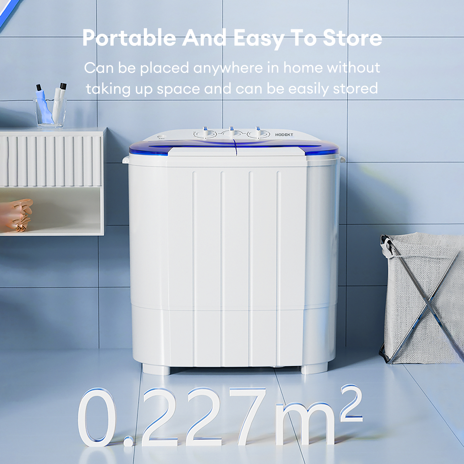 HODEKT Double-Barrel Washing Machine With Dryer Blue Light ...