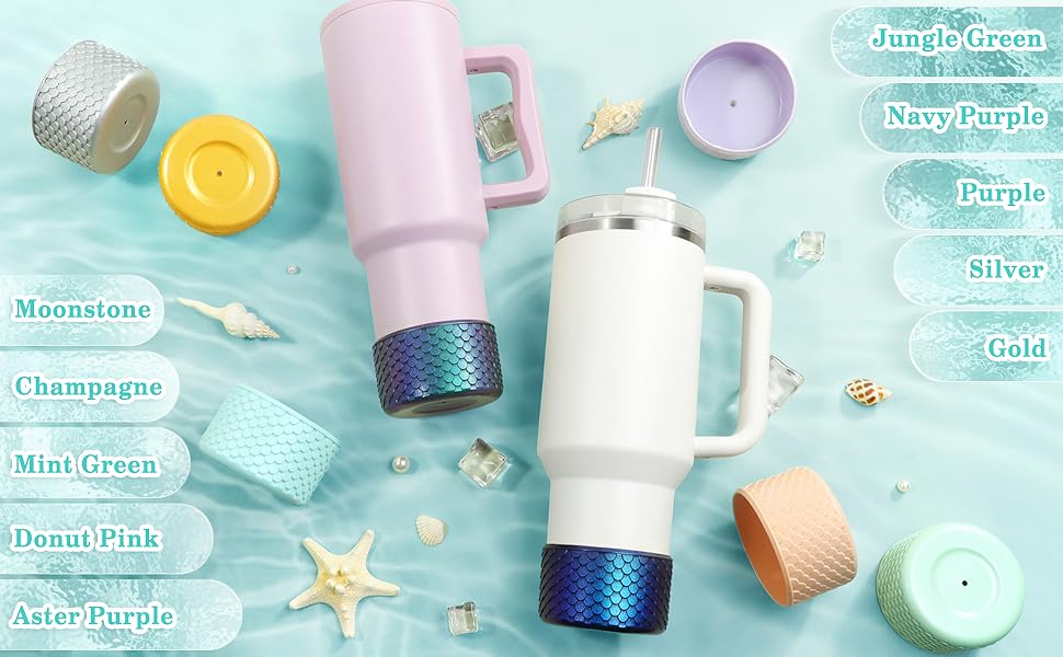 Mermaid Silicone Boot & Mermaid Straw Cover Topper for Cup 40/30/20 oz ...