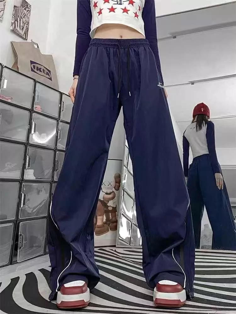 Baggy jogger Pants For Women Dancer Pants Retro Chargo Pants Loose Straight Wide Leg Sports ...