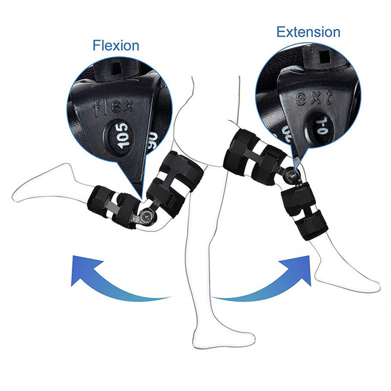 Knee Brace Support 0-120 Degrees Adjustable Hinged Leg Universal Knee ...