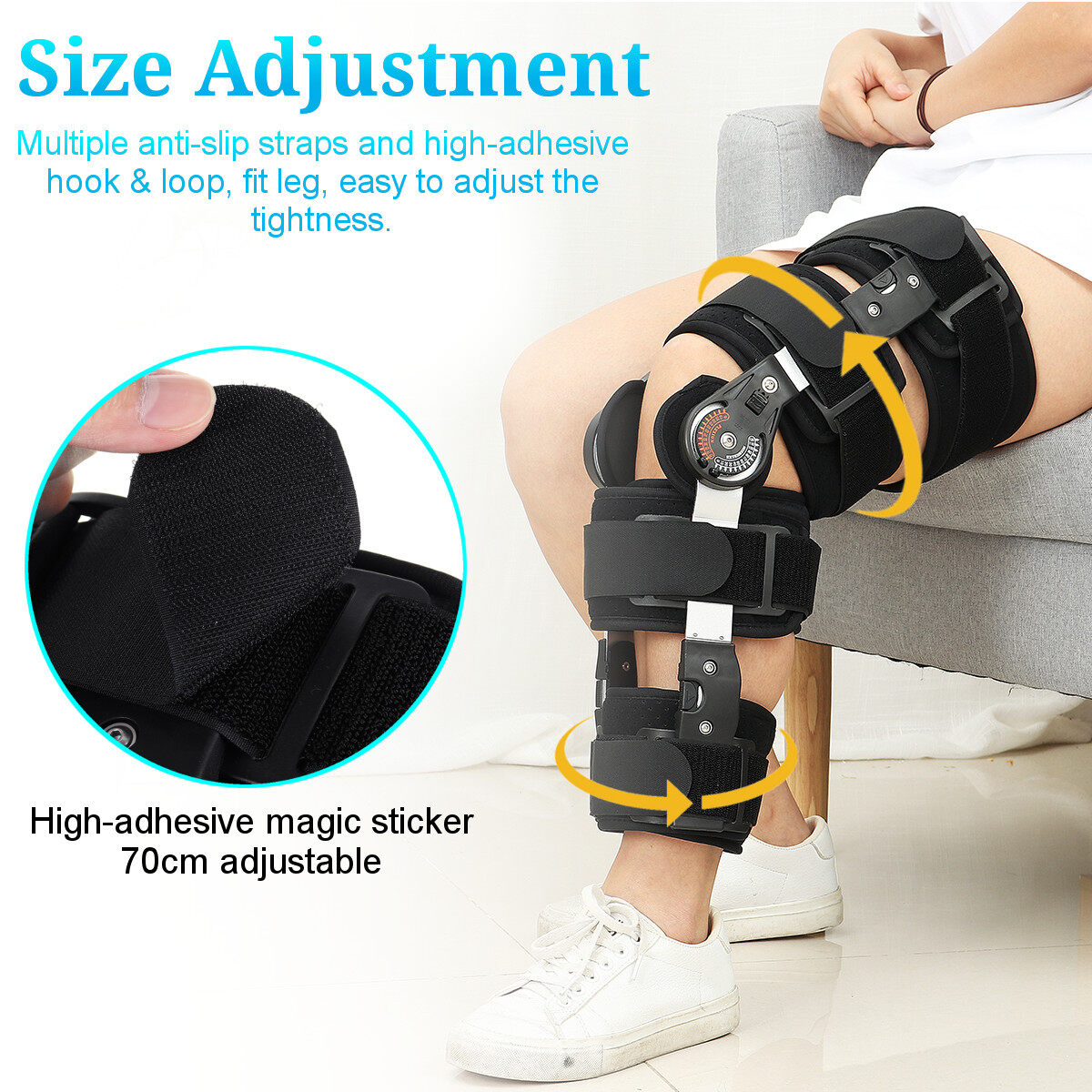 Knee Brace Support 0-120 Degrees Adjustable Hinged Leg Universal Knee ...