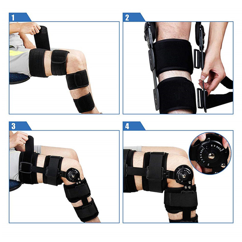 Knee Brace Support 0-120 Degrees Adjustable Hinged Leg Universal Knee ...