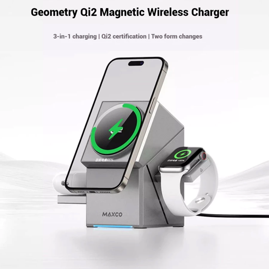MAXCO MW11 Qi2 3-in-1 Touch Rotary wireless Charger 15W fast charging ...