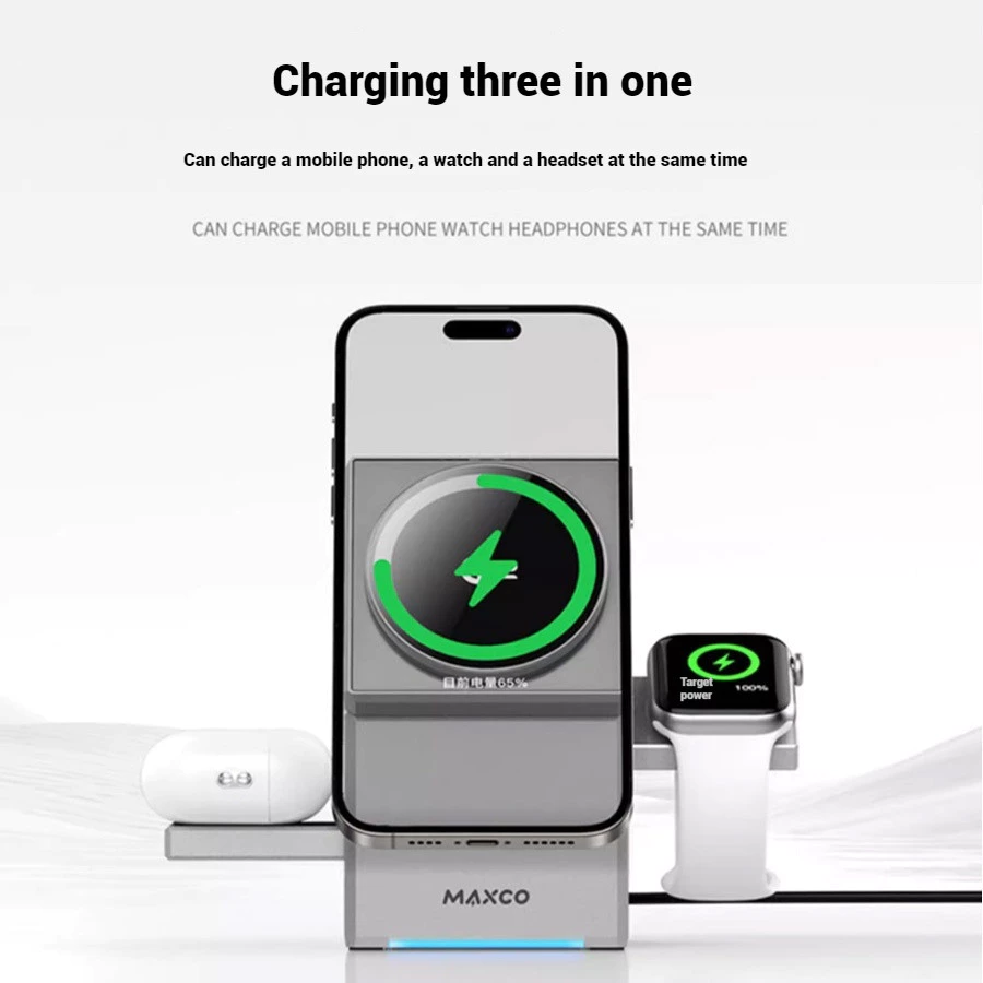 MAXCO MW11 Qi2 3-in-1 Touch Rotary wireless Charger 15W fast charging ...