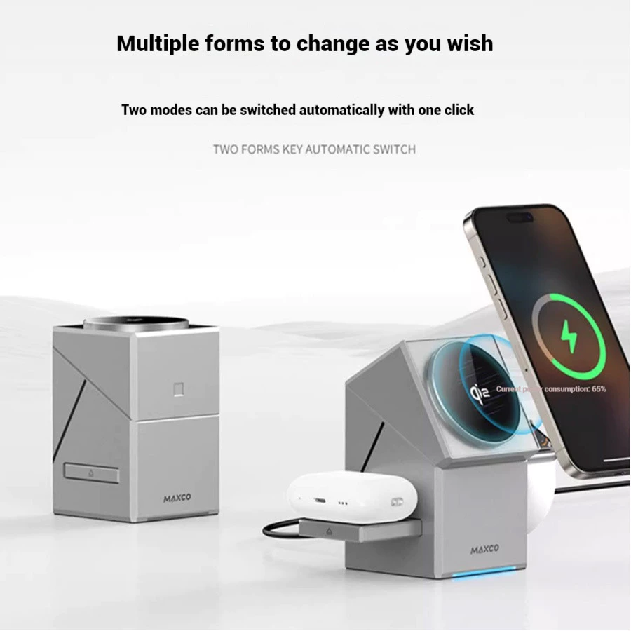 MAXCO MW11 Qi2 3-in-1 Touch Rotary wireless Charger 15W fast charging ...
