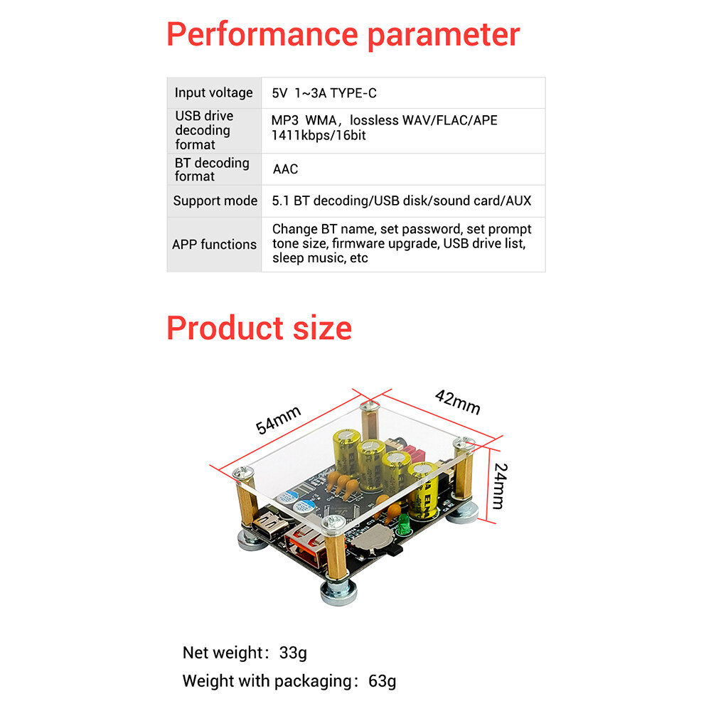 ZK-PT2 Lossless Fever HIFI 5.1 Bluetooth USB Decoding Board Player Audio Receiver Audio ...