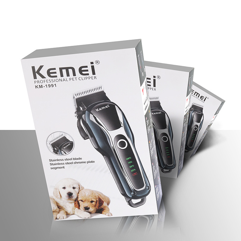 KEMEI KM-1991 Pet Dog Hair Trimmer Clipper Grooming Rechargeable ...