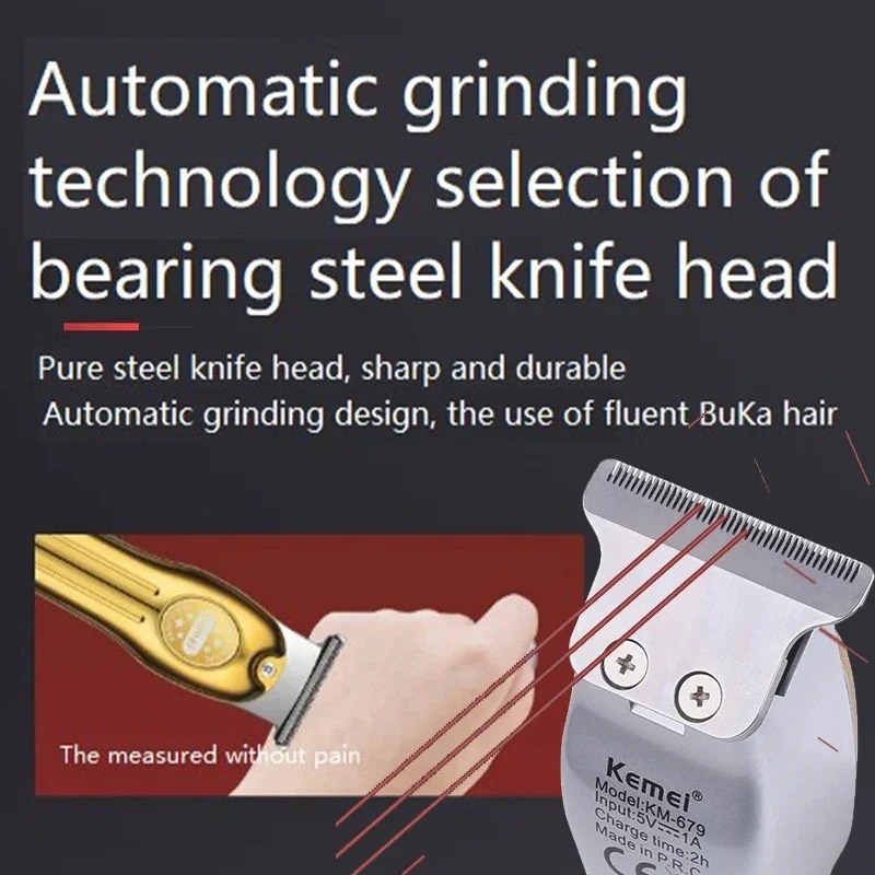Kemei KM-679 Rechargeable Electric Hair Clipper Professional Metal Men Trimmer Hair Cutting ...
