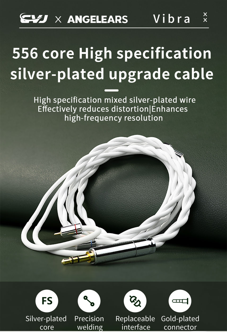 FAAEAL CVJ Vibra 556 Cores Silver-plated Earphone Upgrade Cable 0.78mm ...