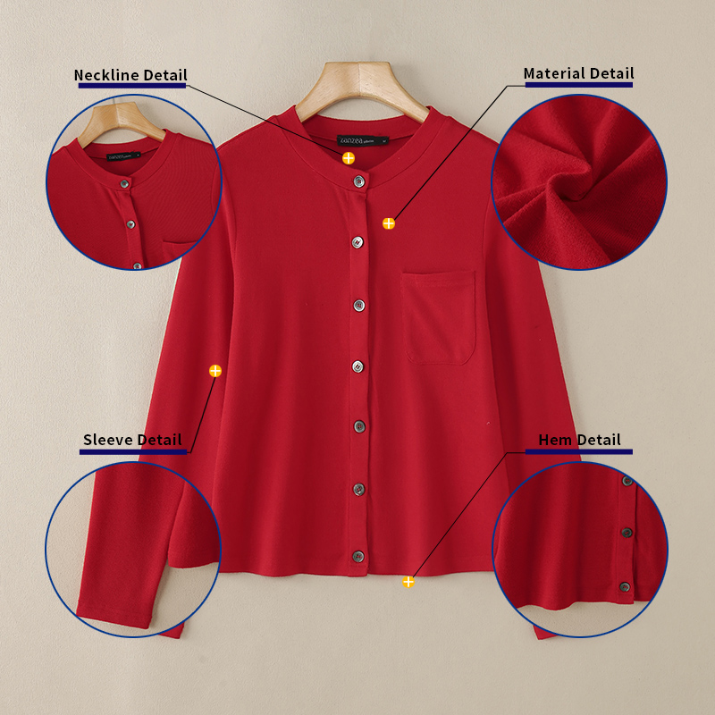 ZANZEA Women Korean Casual Round Neck Long Sleeve Solid Color Cardigans ...