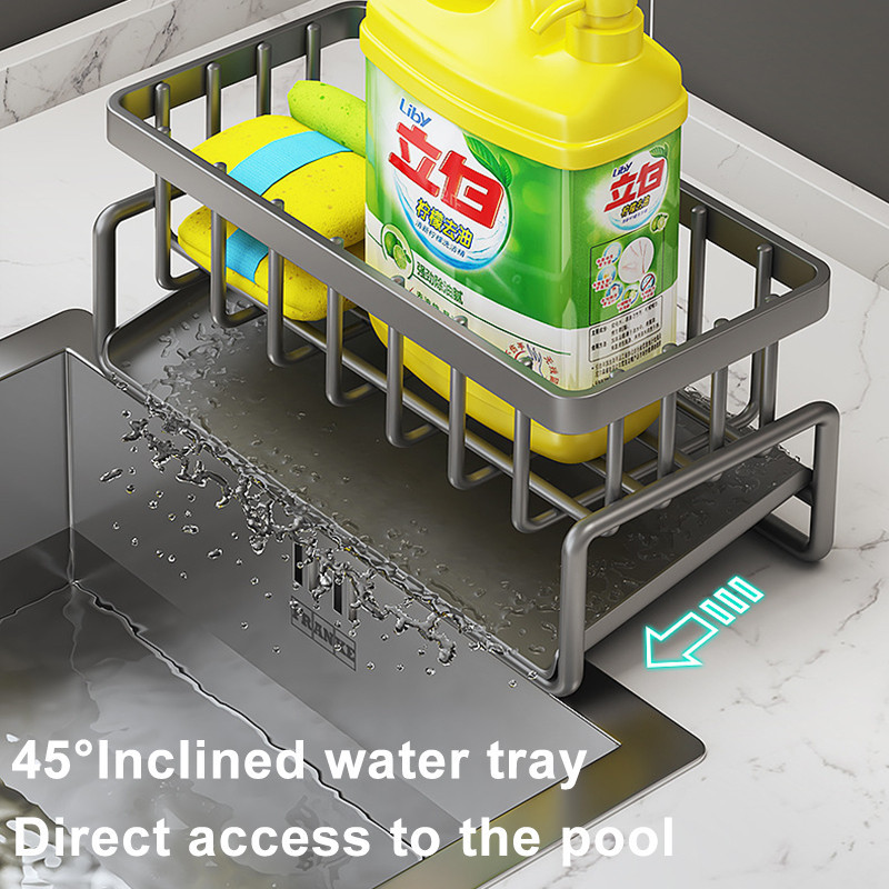 Sponge Drainer Rack With Tow Holder Kitchen Bathroom Sink Organizer ...