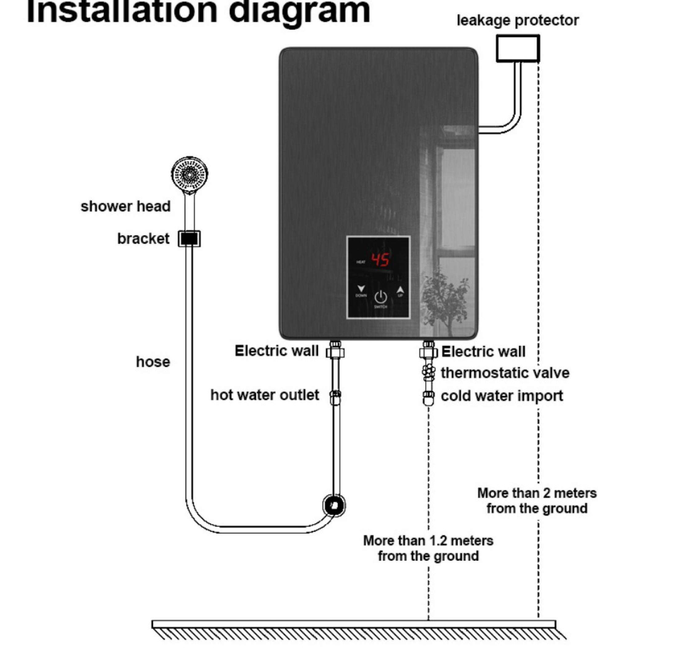 DQQI Water Heater Instant Water Heater Shower for Set Bathroom Shower ...