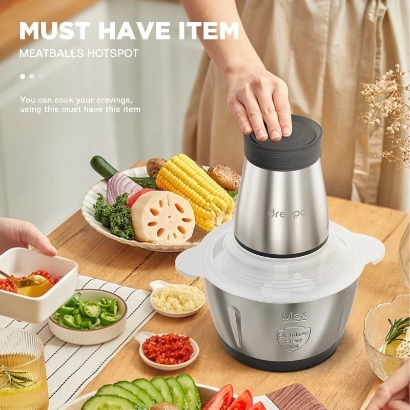 CLICK SHOPE 2L Stainless Steel Meat Grinder Electric Multifunction Food ...