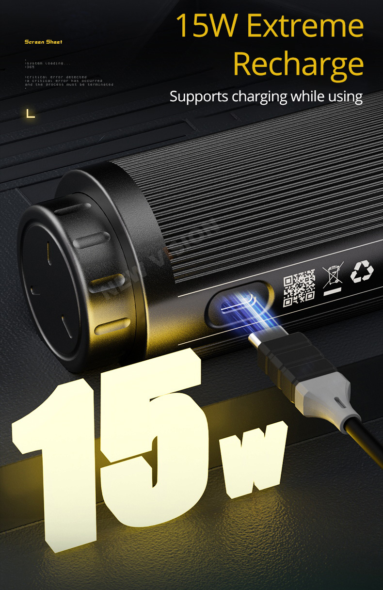 SIDANDE-RGB PRO Flashlight 12W, 3500-7000k Built-in 9000mAh Battery 150 ...