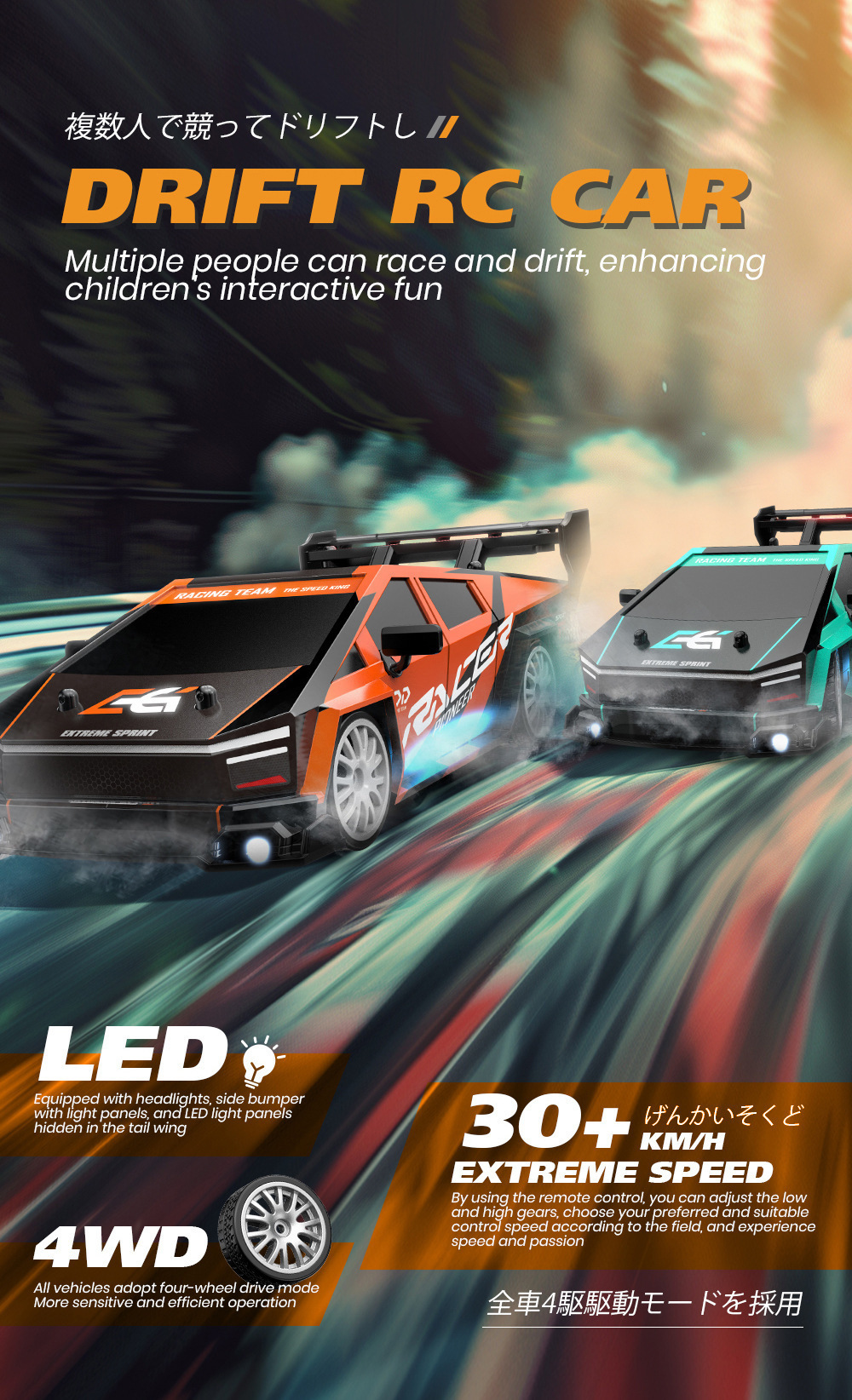 【COD】4WD Remote Control Drift Car Toy Remote Control Car 2.4GHz 45km/h ...