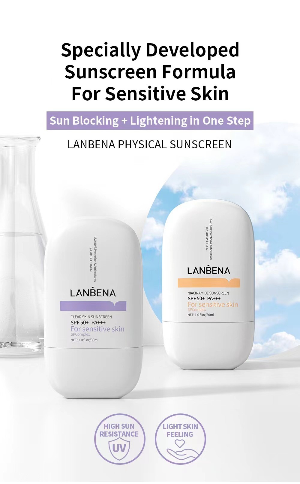 LANBENA Niacinamide Sunscreen SPF 50+ PA+++ UV Body Sunscreen 30ml | Shopee Philippines