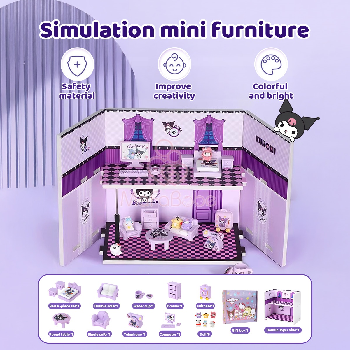 Mafababe Kid Toy Sanrio Realistic Miniature Furniture Children's Play ...