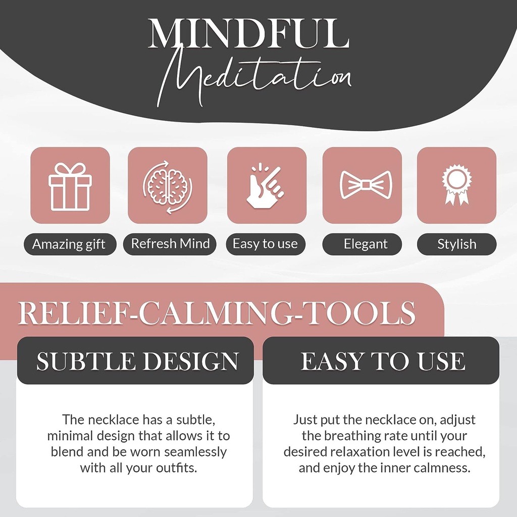 Anxiety Relief Necklace- Portable Metal Breathing Exercise Tool for ...