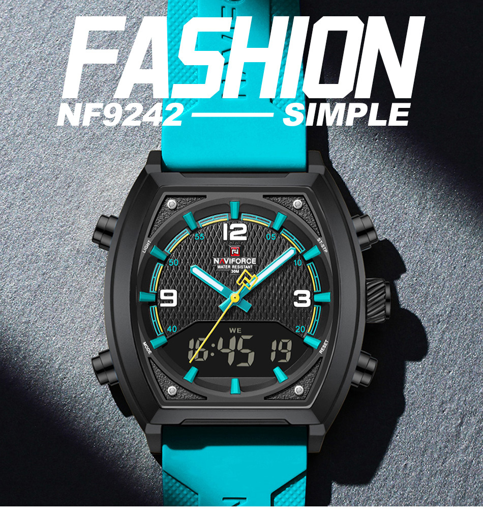 NAVIFORCE Men's Watch Fashion Sports Dual Display Electronic Watch ...
