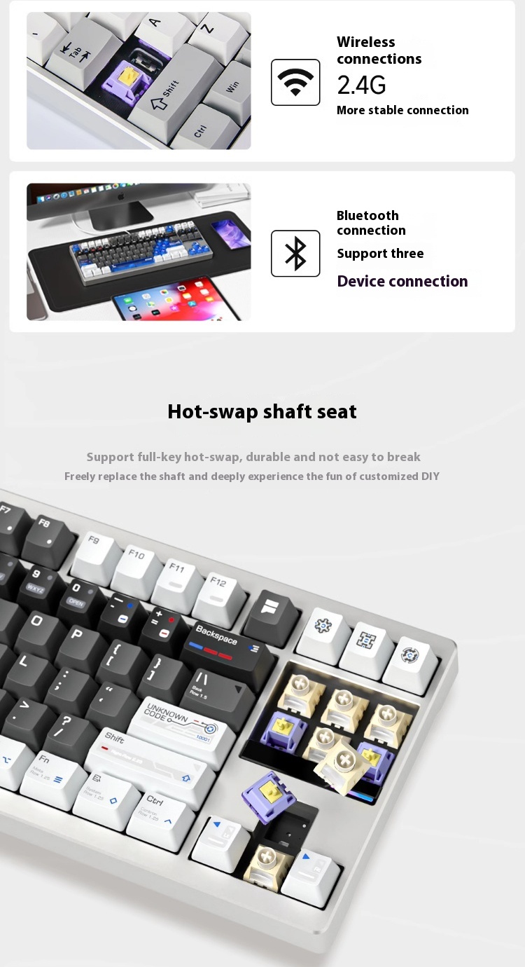 FURYCUBE GT80 Aluminum Wireless Mechanical Keyboard 75% Hot swappable ...