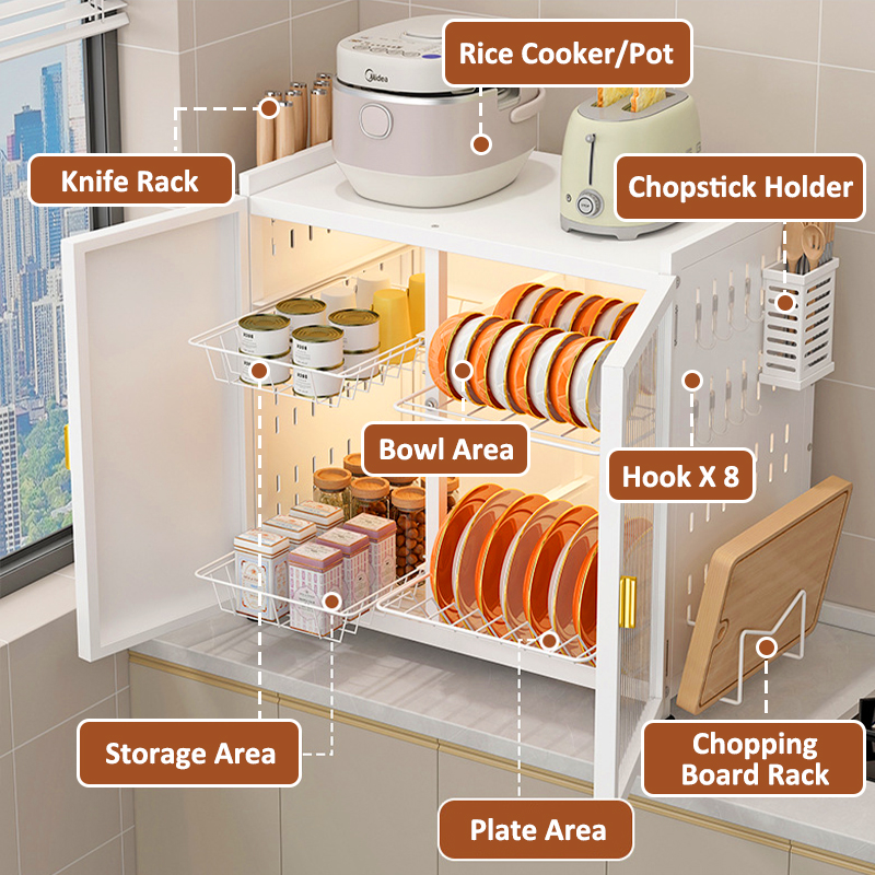 iSPECLE Dish Rack Organizer With Cover, Kitchen Cabinet Organizer ...