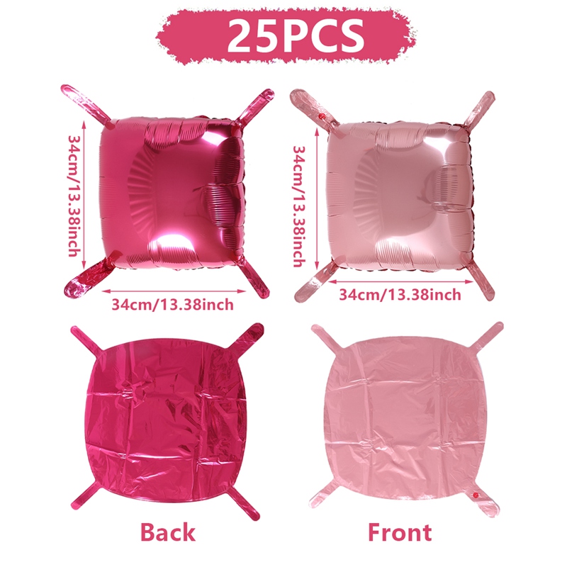25pcs Hot Pink Double-sided Balloon Square Background Wall Balloons ...