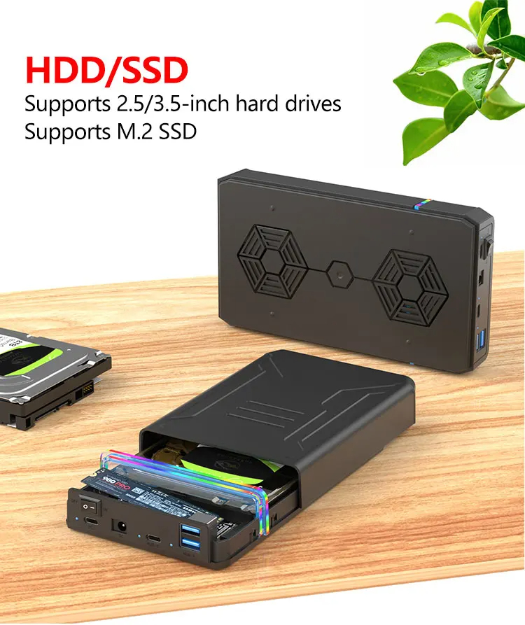 M2 NVMe SSD Enclosure 2.5/3.5 inch HDD Case USB3.0 Hard Drive Enclosure ...