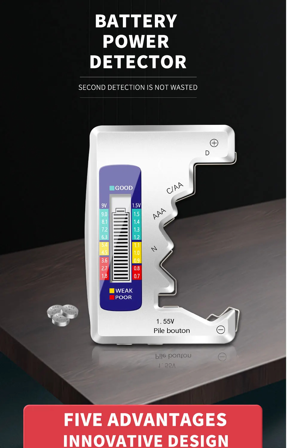 BT-886 Portable Battery Capacity Indicator C AA AAA D N Lithium Battery ...