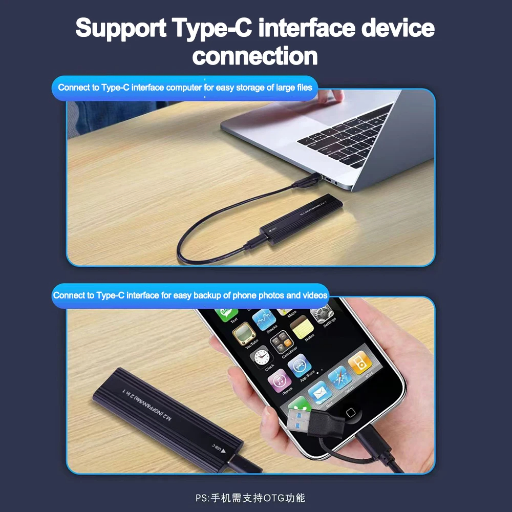 NVME NGFF SATA M.2 Solid State Drive External Enclosure 2230/2242/2260/2280 M.2 to USB C 10Gbps ...