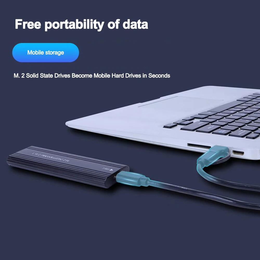 NVME NGFF SATA M.2 Solid State Drive External Enclosure 2230/2242/2260/2280 M.2 to USB C 10Gbps ...