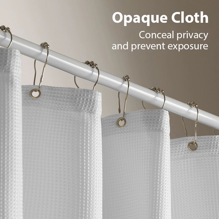 Shower Curtain Waffle Waterproof Makapal Bathroom Curtain With Rod Set ...