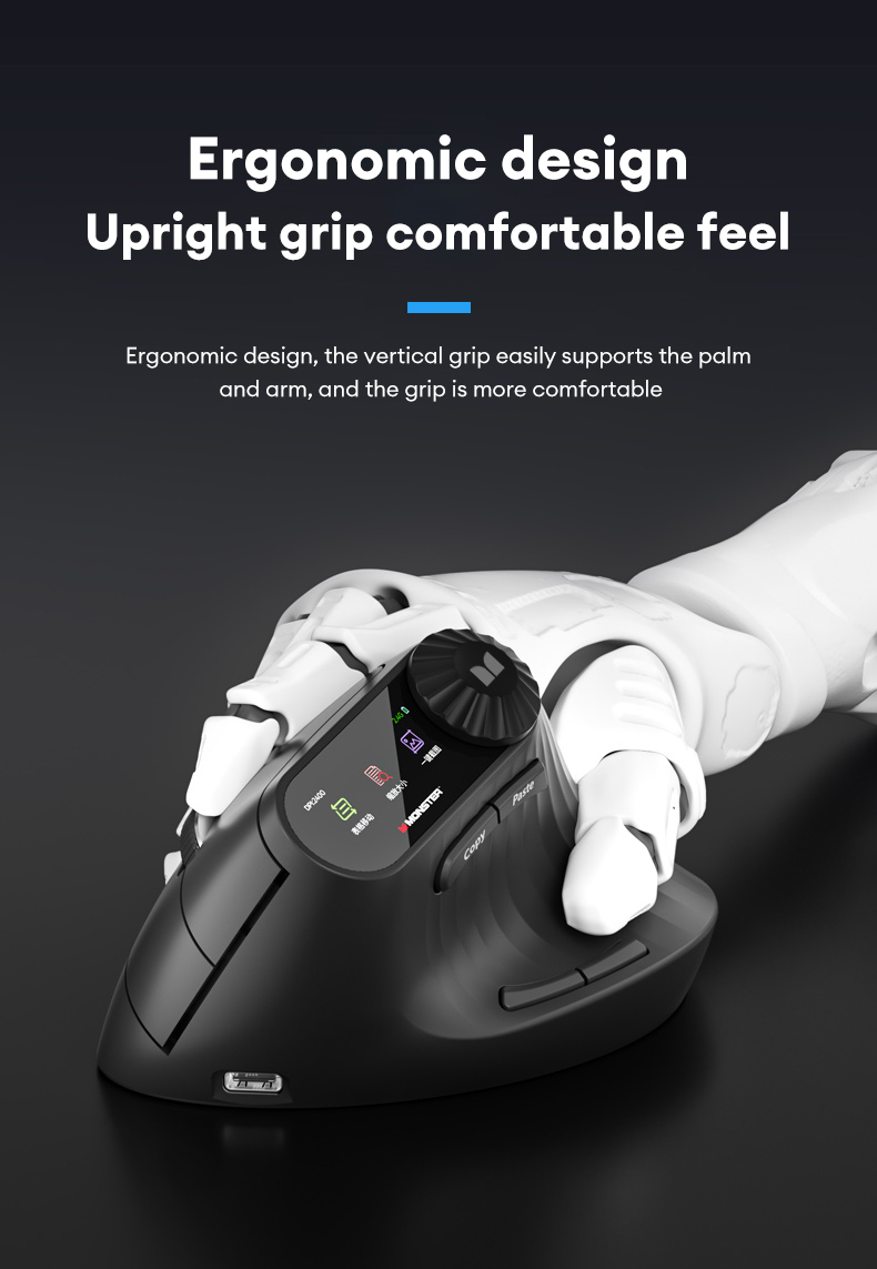 Monster M2 MAX Mouse Bluetooth Wireless Non Slip Ergonomic Design Light Multi Device Compatible ...