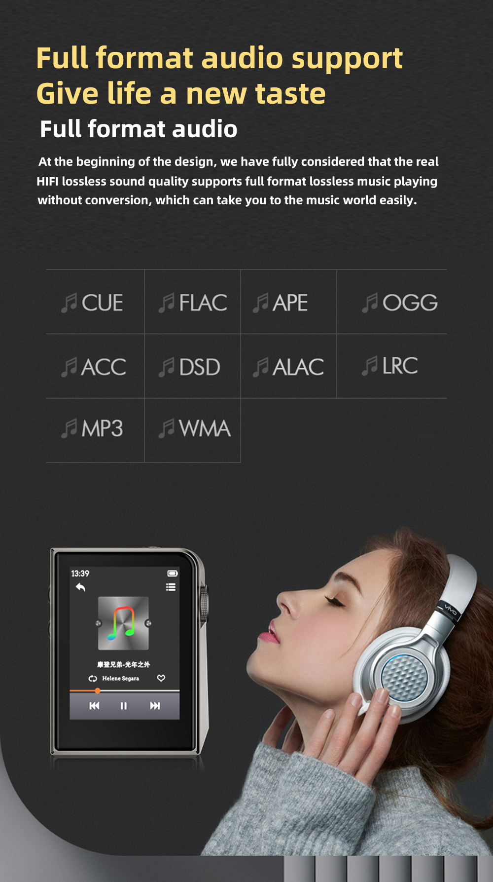 Uareliffe RUIZU A58 Music Player 16G Bluetooth HiFi Lossless Decoding ...