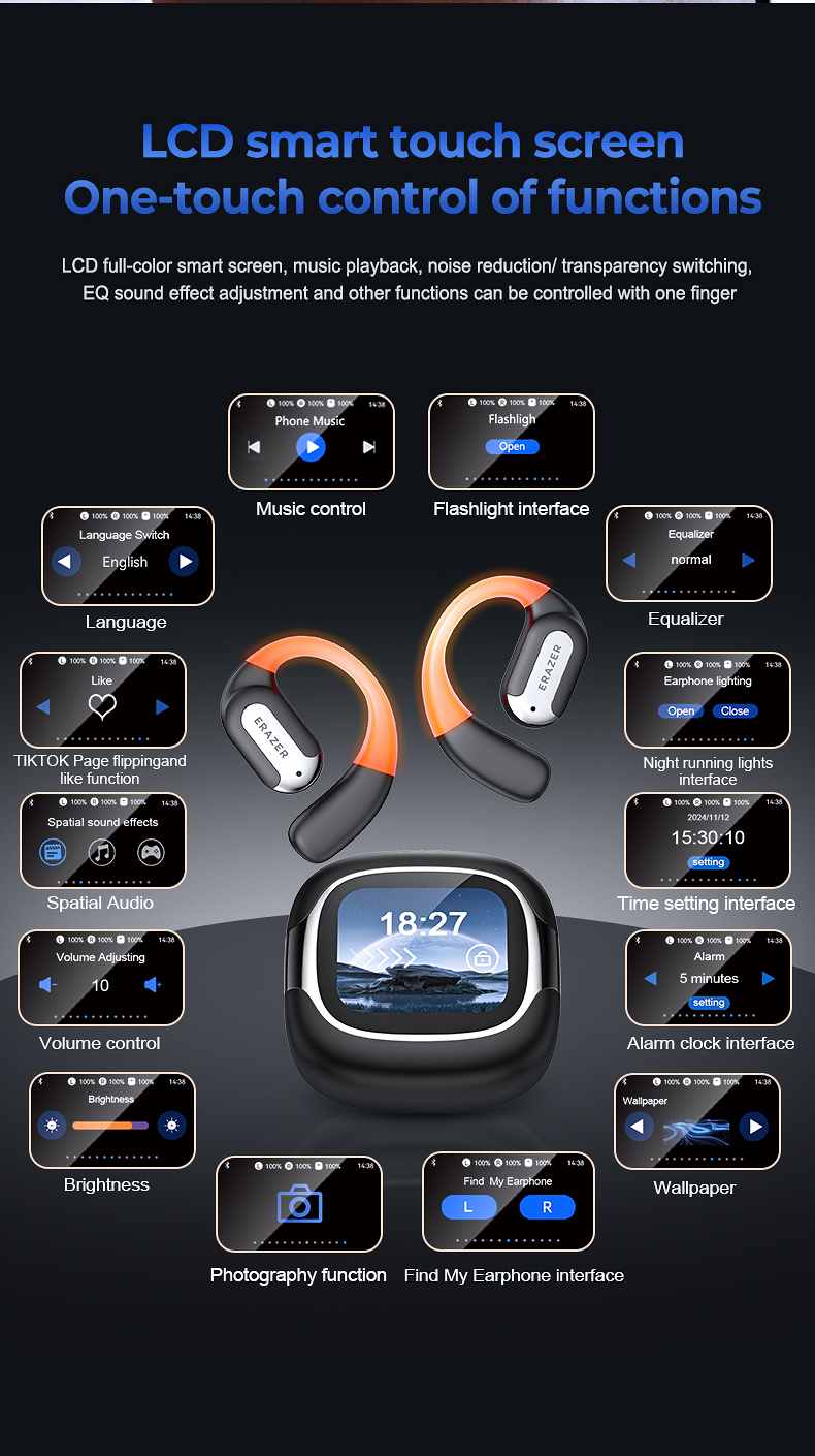 Lenovo ERAZER XF32 Al Smart Real-Time Translation Wireless Earphones Bluetooth 5.4 With LED ...