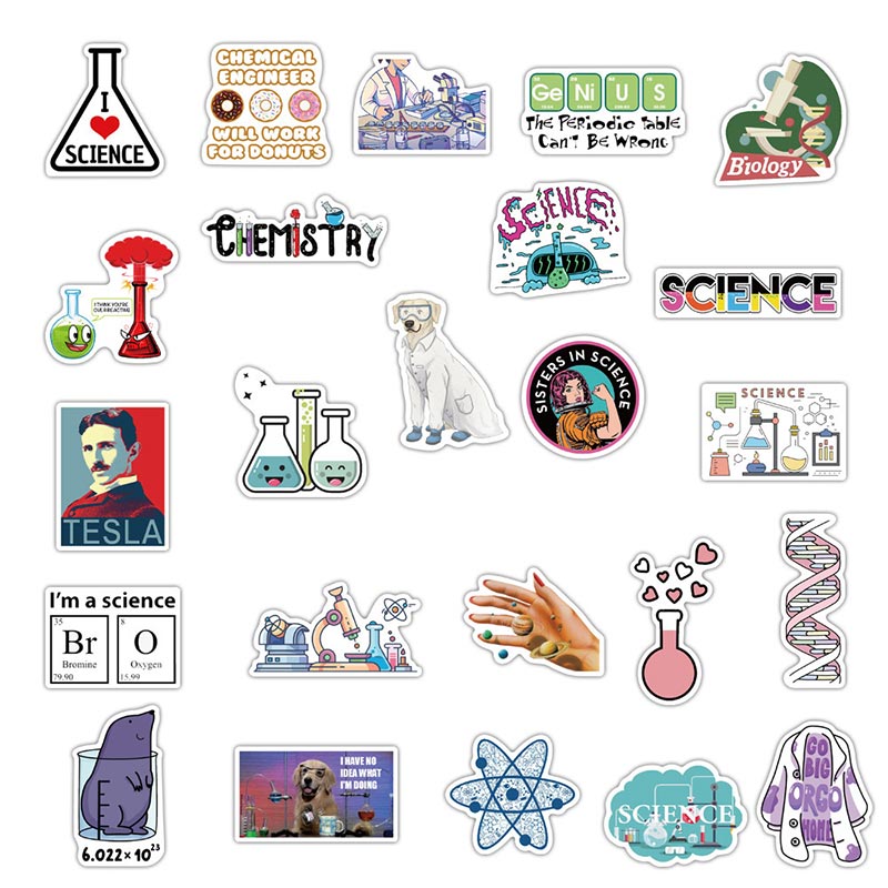 50PCS Chemical Laboratory Physics Graffiti Stickers DIY Notebook Pencil ...