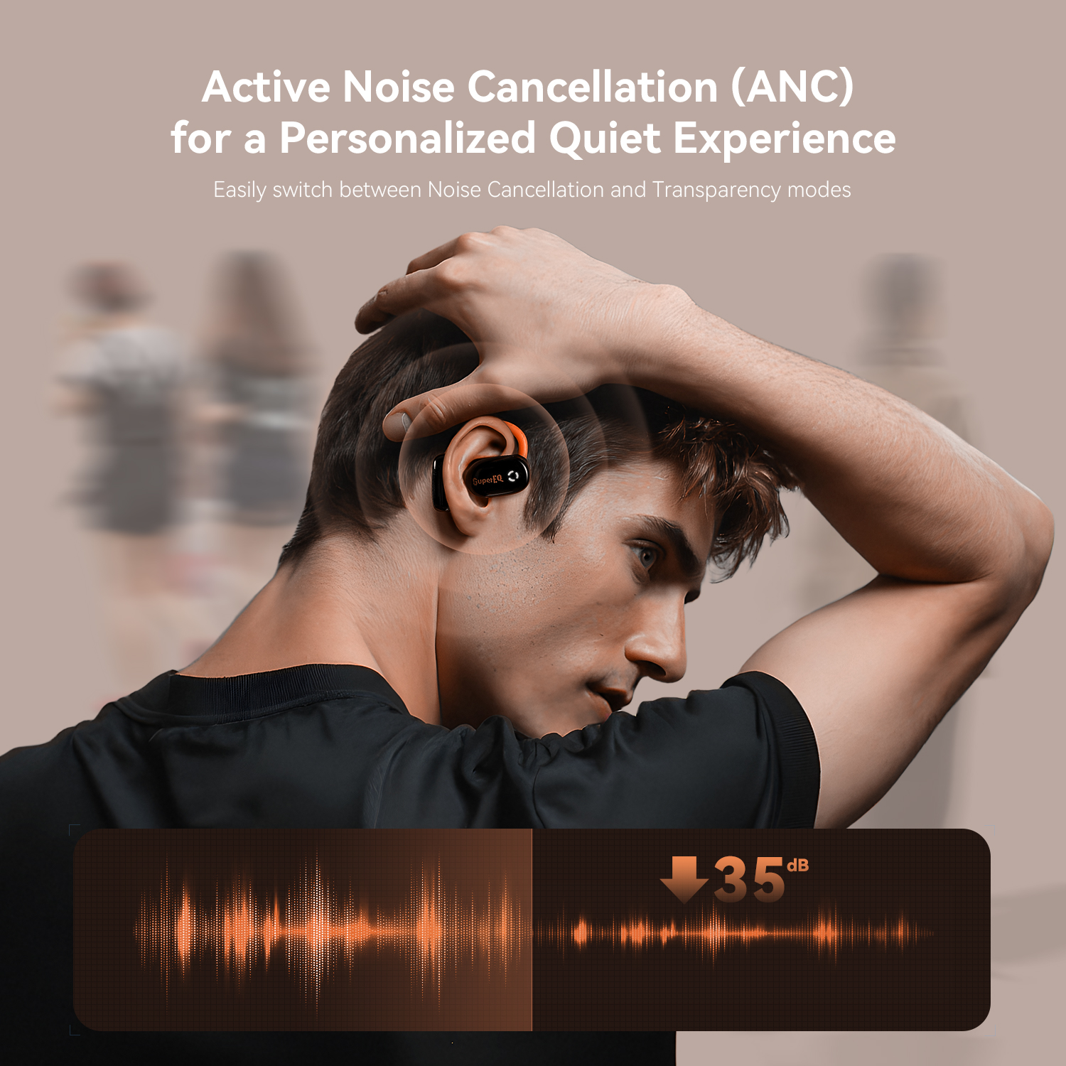 SuperEQ D72 Open-Ear Earphones ANC Wireless Bluetooth 5.4 Headphones ...