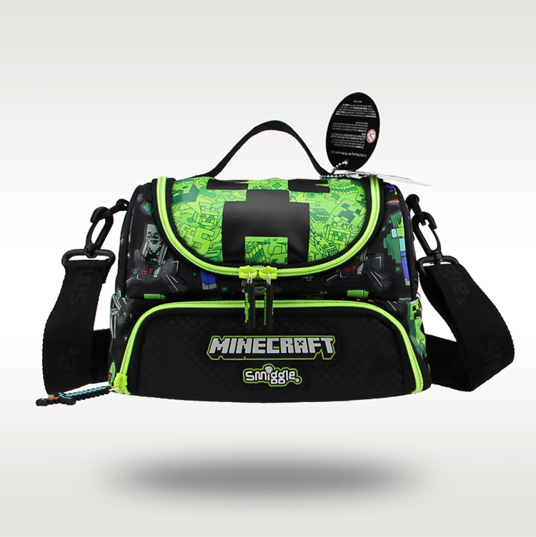 Australia smiggle lunch bag boy cool black green Minecraft crossbody ...
