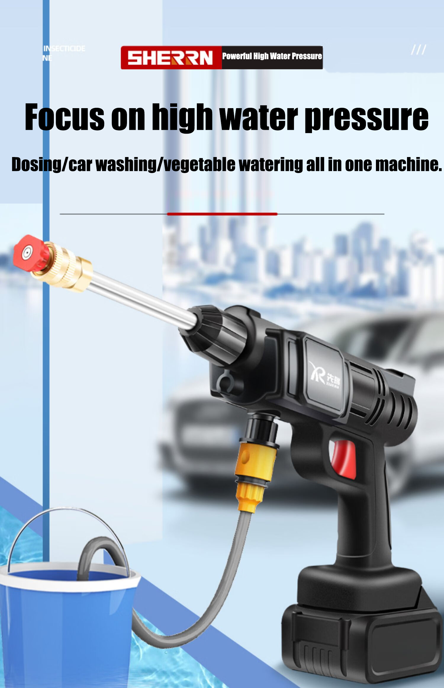 【German Brand】Wireless Pressure Washer Portable Lithium Battery Water ...